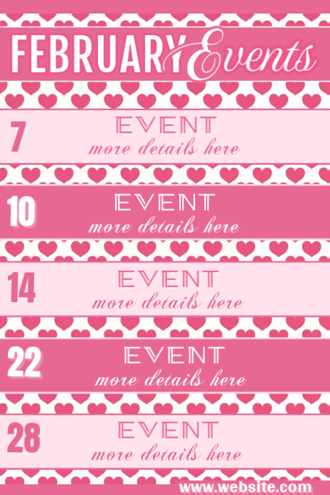 February Events Calendar Template | PosterMyWall