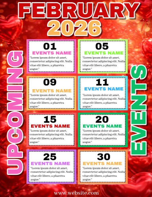 February upcoming events schedule flyer Template | PosterMyWall