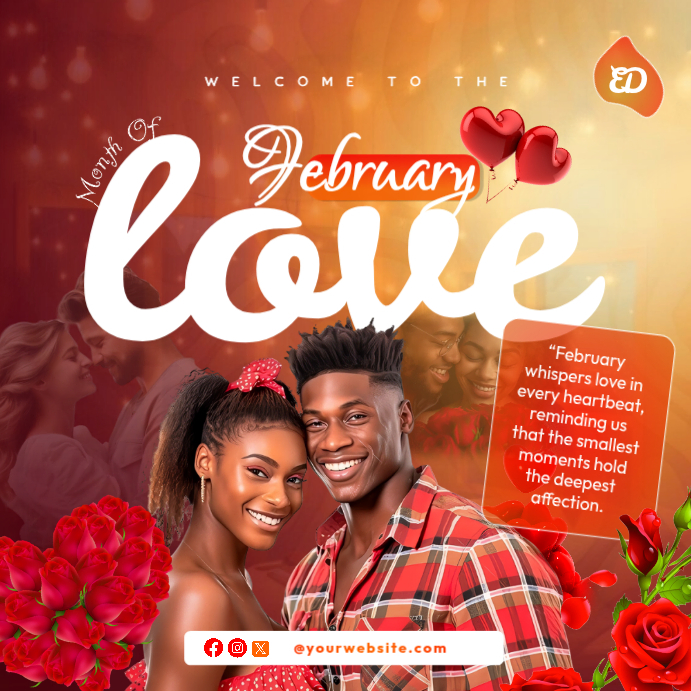 February: Welcome To The Month Of Love Template Instagram Post ...