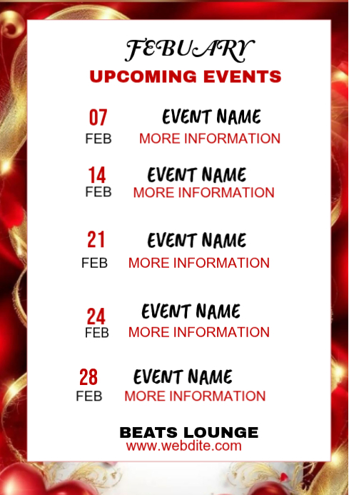 Febuary upcoming events Template | PosterMyWall