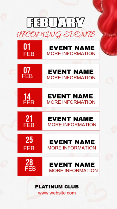 Febuary upcoming events Template | PosterMyWall