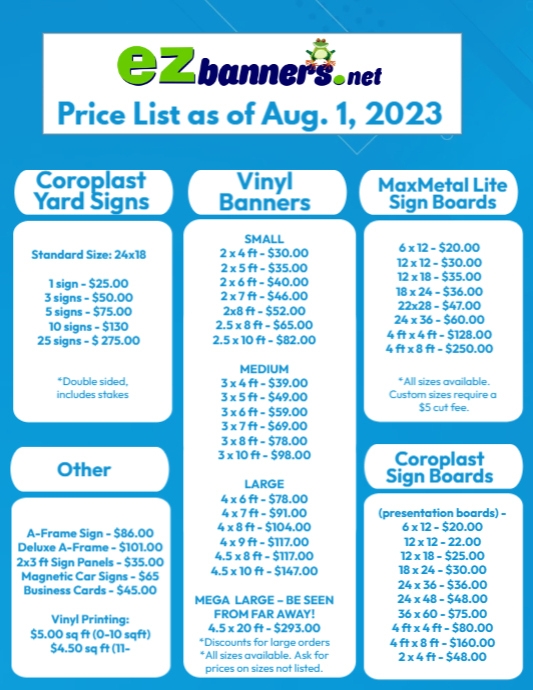 price list packages | PosterMyWall