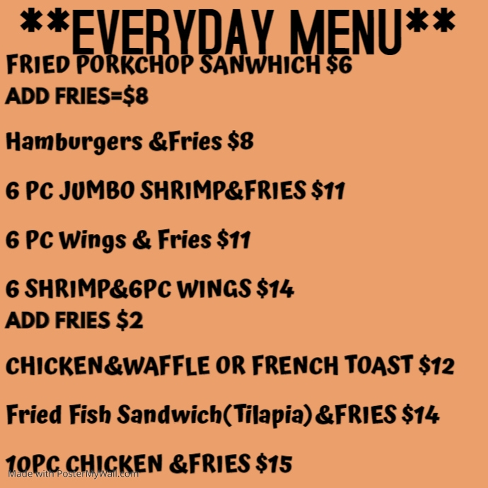 everyday menu | PosterMyWall
