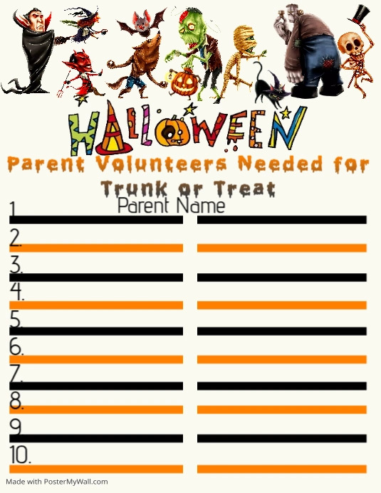 Halloween Volunteer Sign-up-Sheet | PosterMyWall
