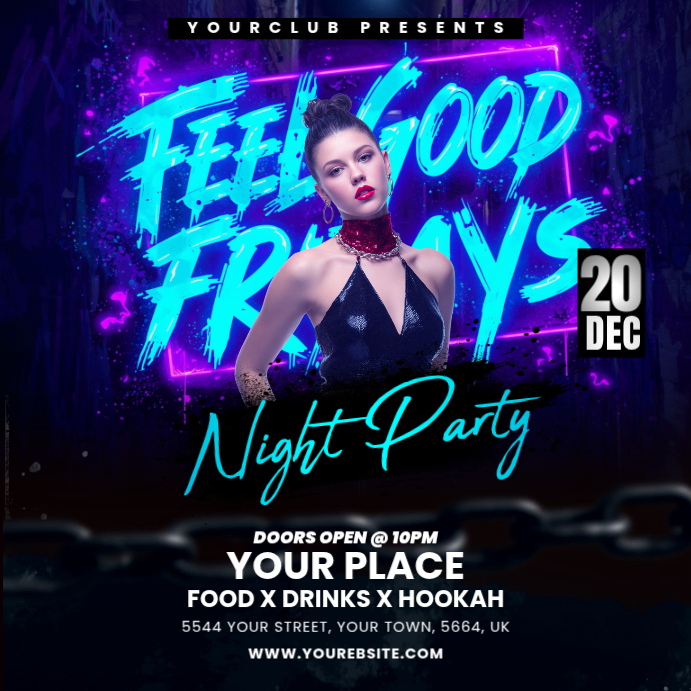 Feel Good Fridays party flyer Template | PosterMyWall