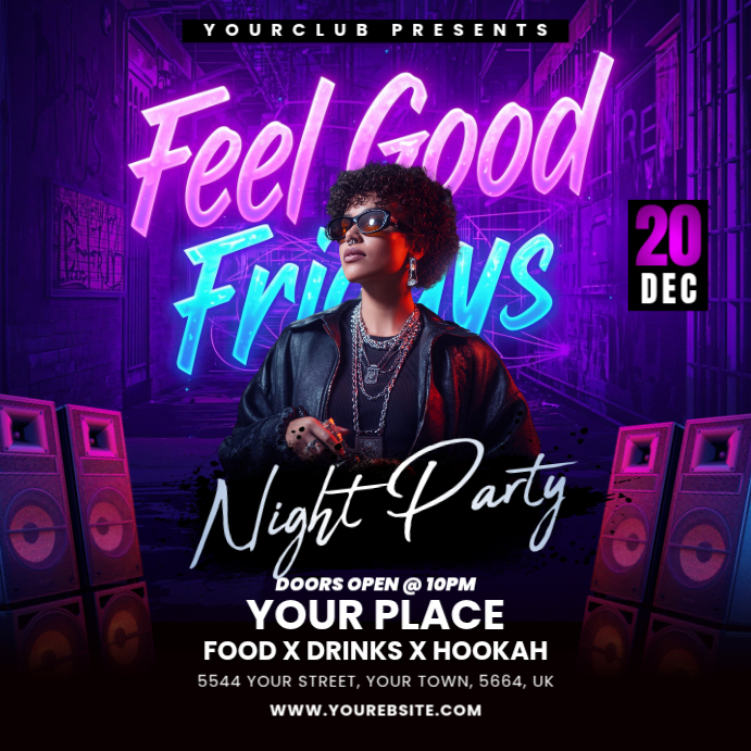 Feel Good Fridays Party Flyer Instagram Post Template | PosterMyWall