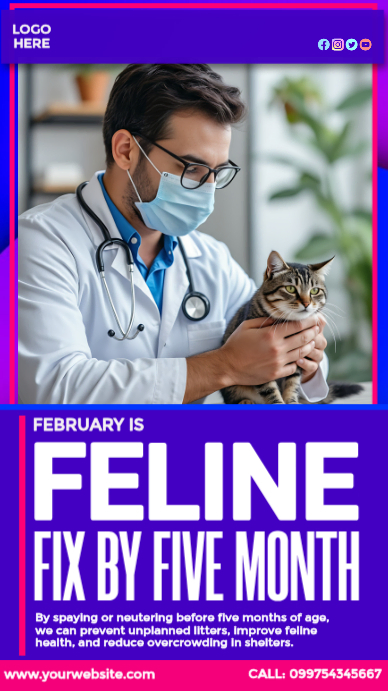 Feline Fix by Five Month Template | PosterMyWall