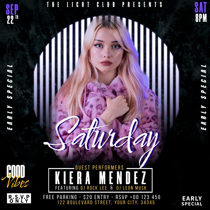 Female Party DJ Square Ads Template | PosterMyWall