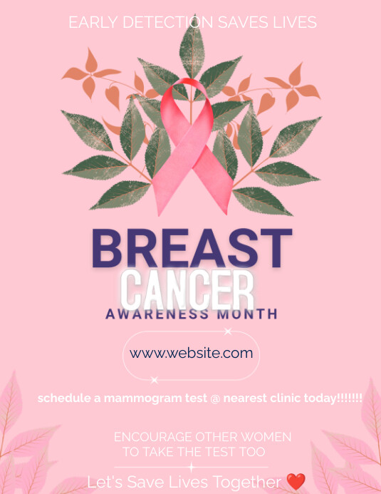 Feminine pink maximalist mammogram flyer Template | PosterMyWall