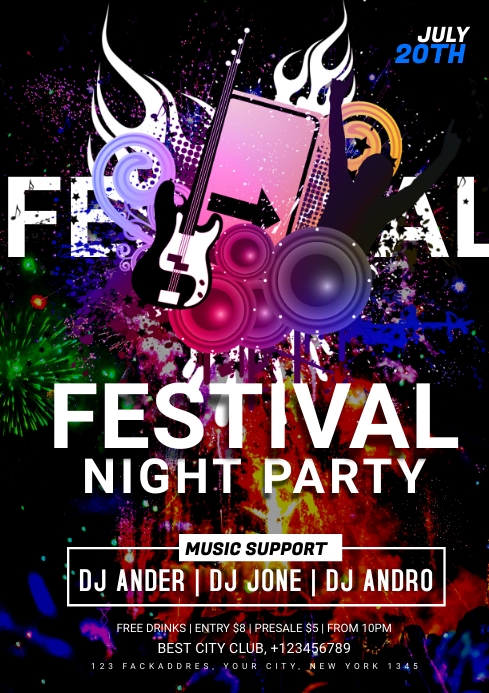 Festival night party Template | PosterMyWall