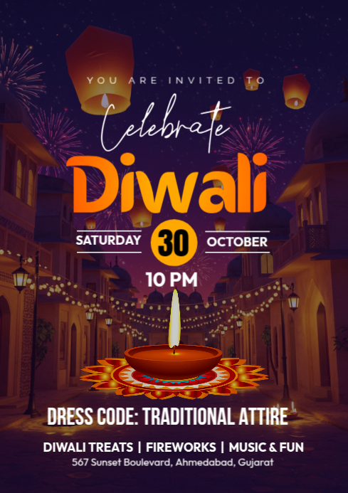 Plantilla de Festival of Lights Invitation Template | PosterMyWall