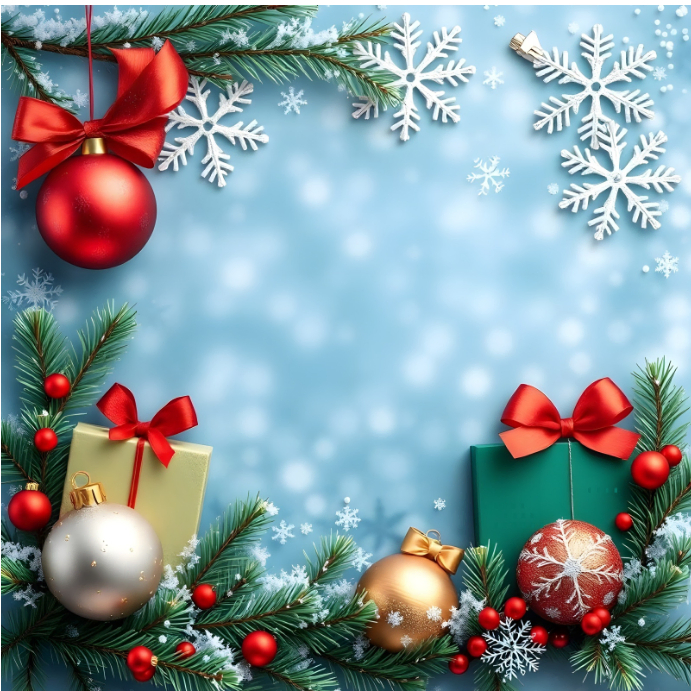 Festive Christmas Frame with Ornaments & Snowflakes Template | PosterMyWall