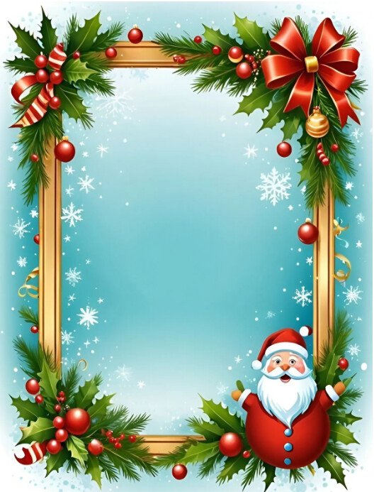 Copy of Festive Christmas Frame with Santa and Holly | PosterMyWall