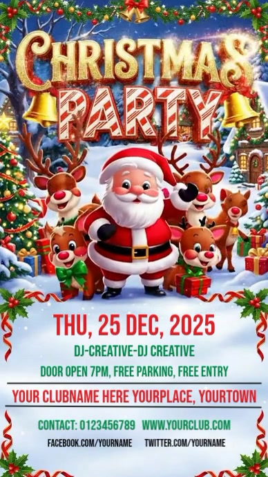 Festive Christmas Night Club Party Poster Template | PosterMyWall