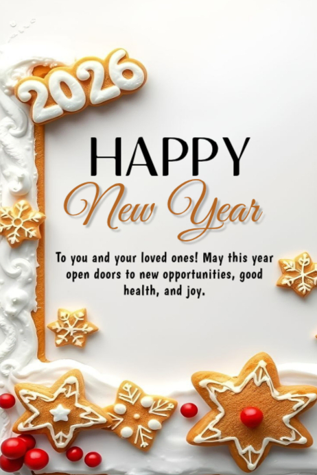 Festive Cookie Style Happy New Year 2026 Poster Template | PosterMyWall