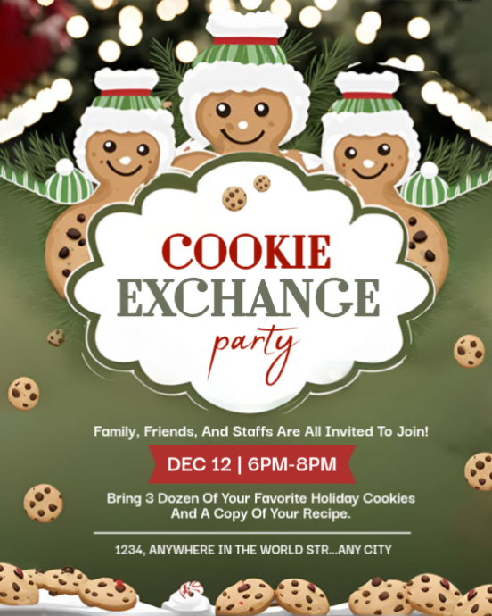 Festive Gingerbread Cookie Exchange Party Flyer - Holiday Cookie Swap ...