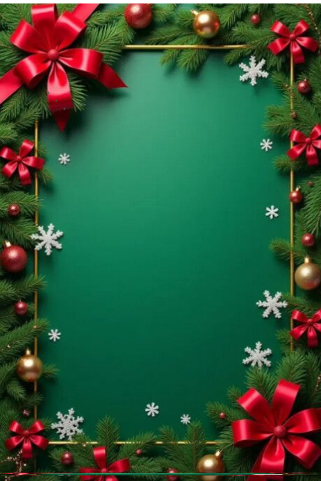 Plantilla de Festive green background with red bows | PosterMyWall