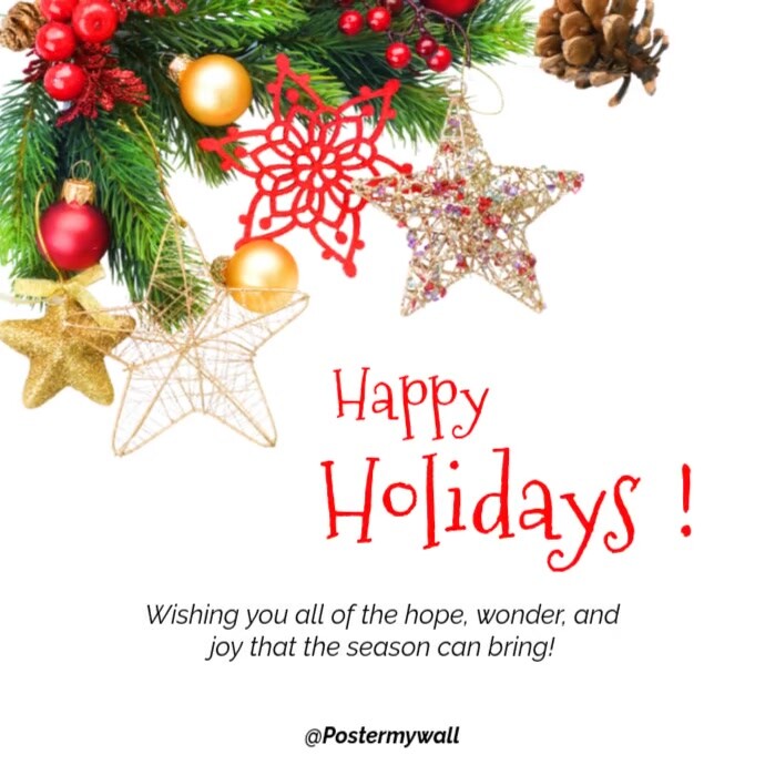 festive happy holidays free video design template | PosterMyWall