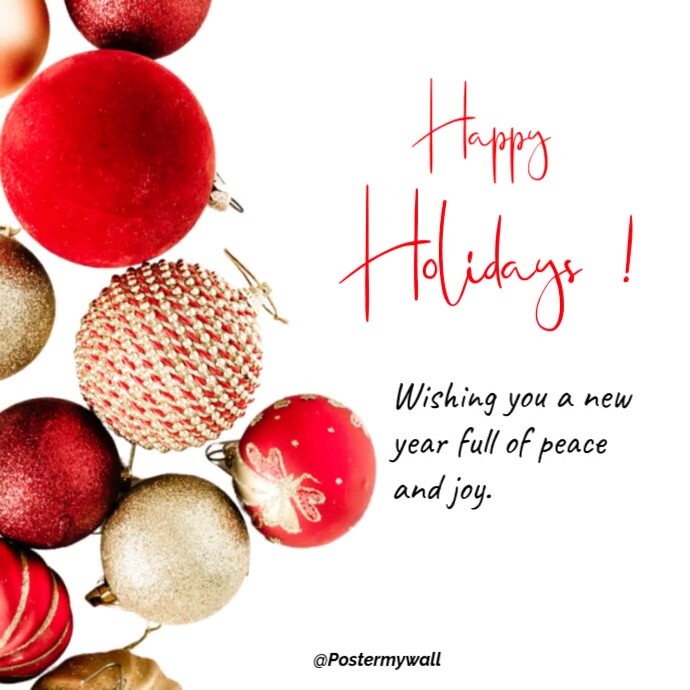 festive happy holidays free video design template | PosterMyWall