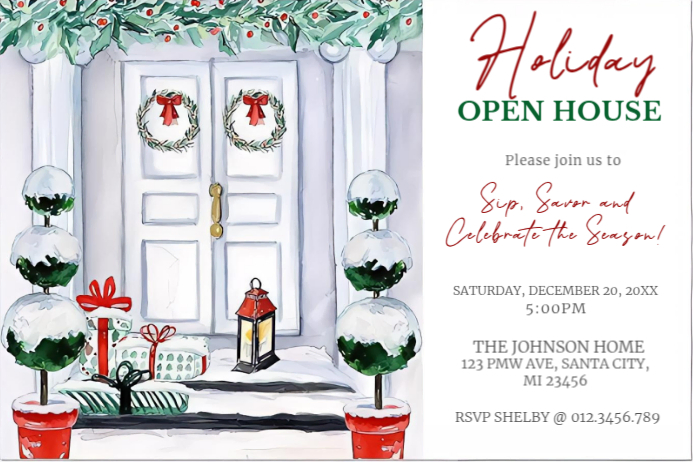 Festive Holiday Open House Invitation Flyer Template | PosterMyWall