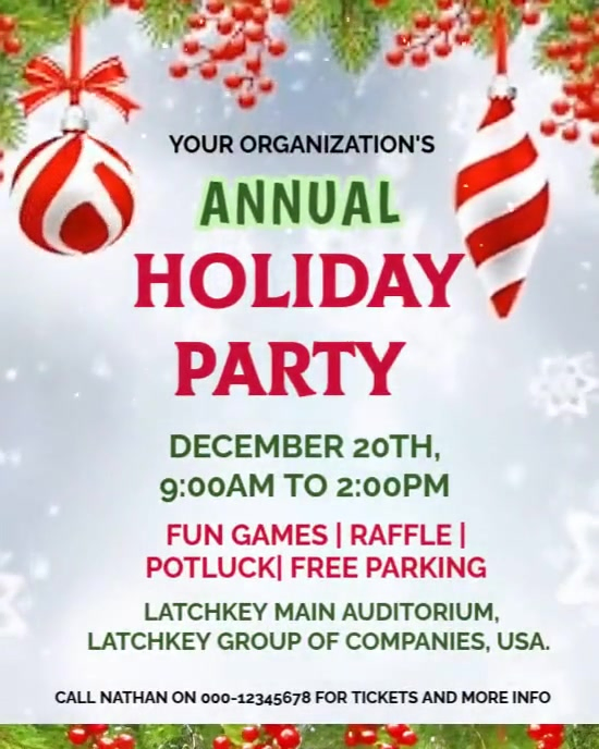 Festive Holiday Party Flyer Template – Christmas Event Invitation ...