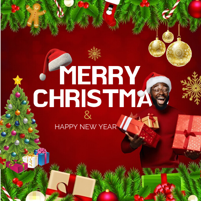 Festive Merry Christmas & New Year Poster Template | PosterMyWall