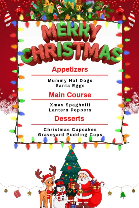 Festive Merry Christmas Menu Template | PosterMyWall