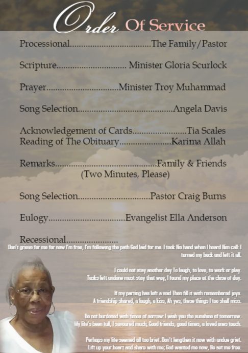Patricia Lorraine Scales Order of Service (PageThree) Program ...