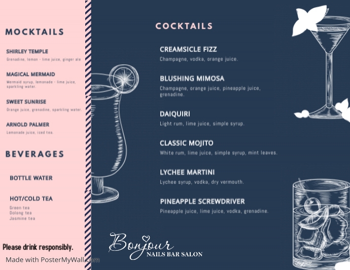 Copy of Landscape Cocktail Menu Templates | PosterMyWall
