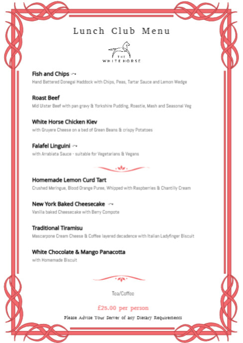 Lunch Club Menu | PosterMyWall