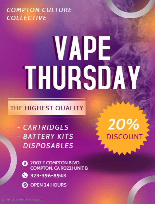 Purple Smokey Vape Shop Flyer Template | PosterMyWall