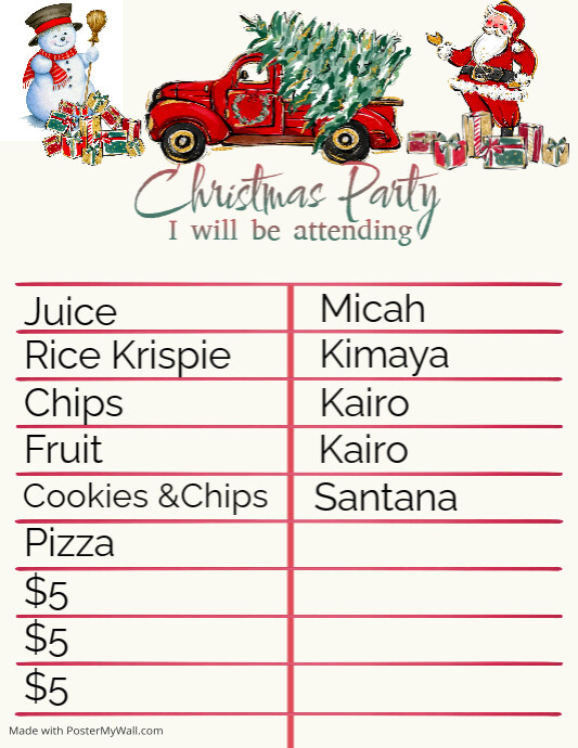 Christmas Party Guest Sign-up-Sheet | PosterMyWall