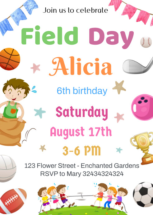 Field Day birthday Invitation Template | PosterMyWall