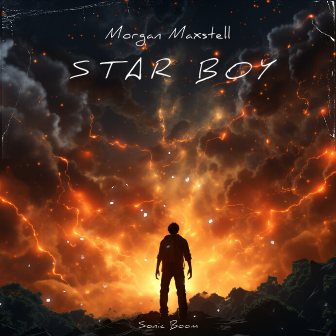 Fiery Sky and Young Man Silhouette Album Cover Template | PosterMyWall