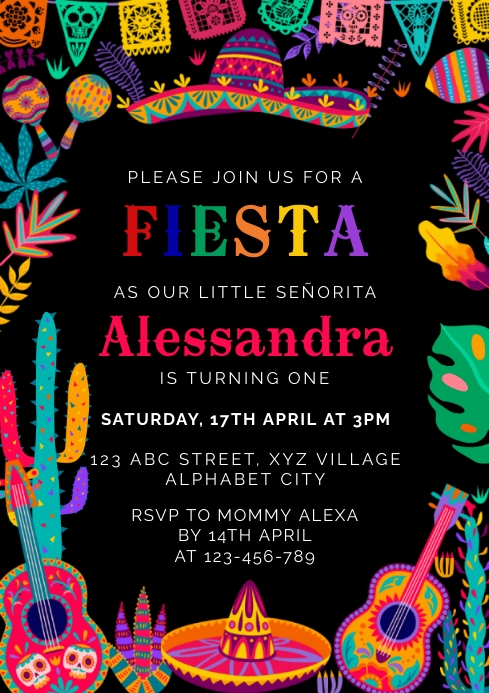 Fiesta Birthday Invitation Template | PosterMyWall