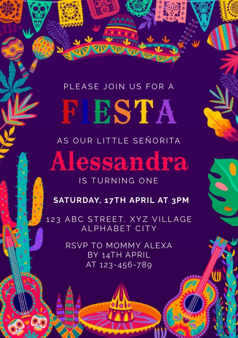 Fiesta Birthday Invitation Template | PosterMyWall