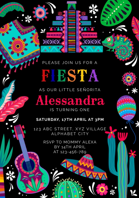 Fiesta Birthday Invitation Template | PosterMyWall