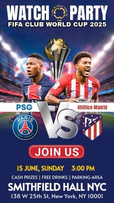 FIFA Club World Cup 2025: PSG Vs Atlético Madrid Watch Party Instagram ...