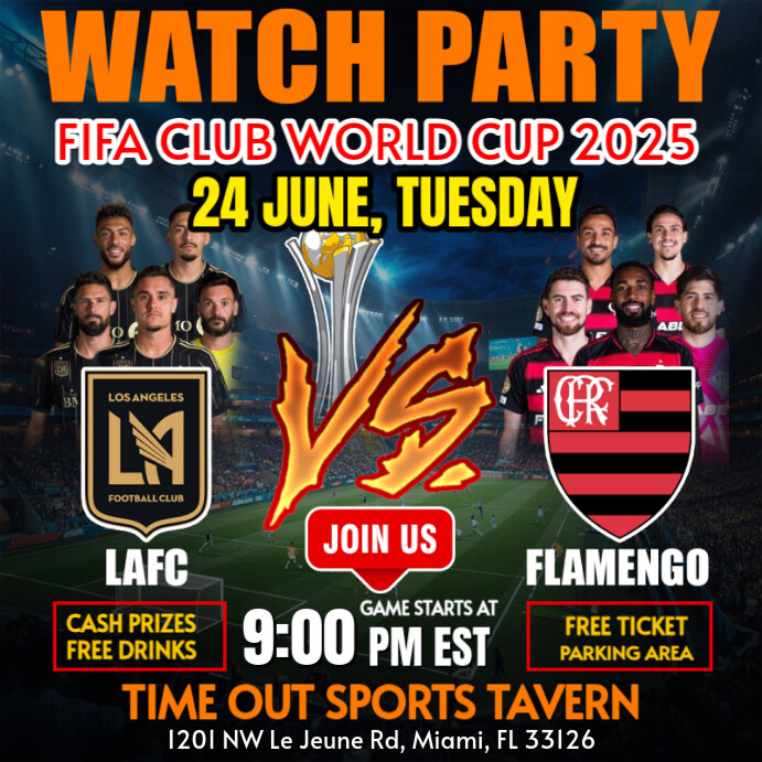FIFA Club World Cup 2025: Lafc Vs Flamengo Watch Party Instagram Story ...