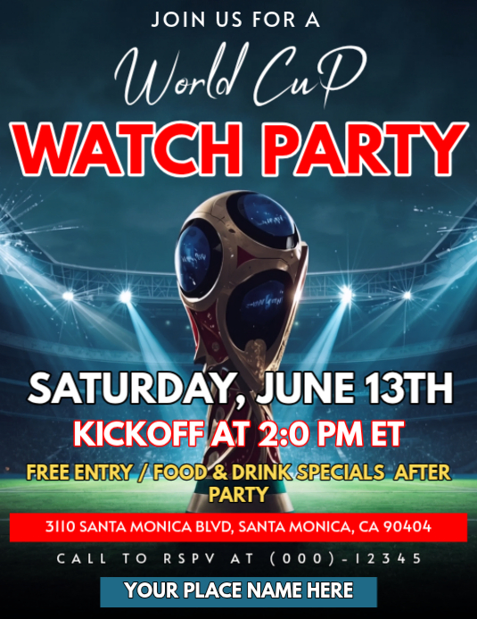World Cup Watch Party Flyers Template | PosterMyWall