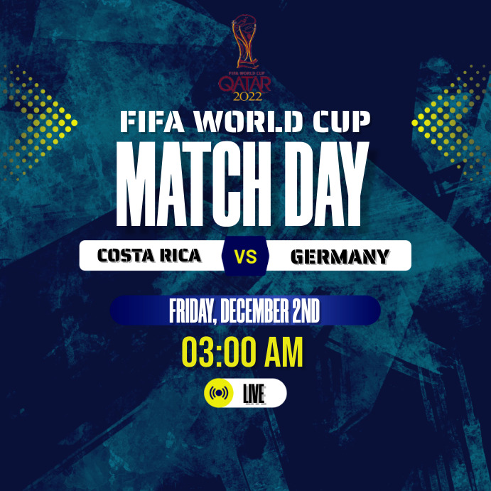 Fifa World Cup Match Day Instagram Post Templ Template | PosterMyWall