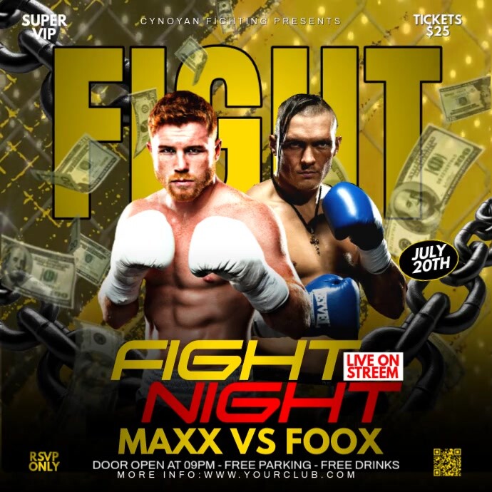 FIGHT NIGHT Template | PosterMyWall