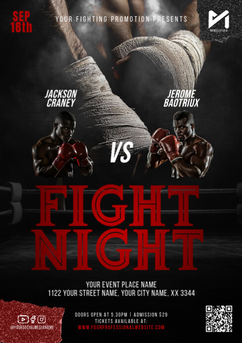 Fight Night Flyer A4 Template | PosterMyWall