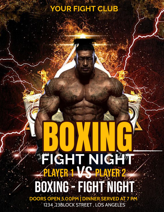 FightNight LiveAction Knockout , boxing flyer Template | PosterMyWall