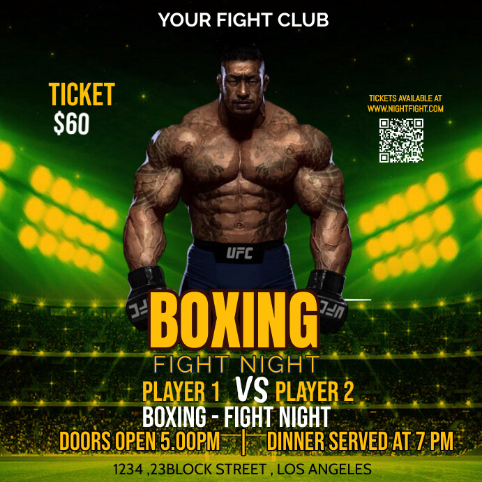 Copy of FightNight LiveAction Knockout , boxing flyer | PosterMyWall
