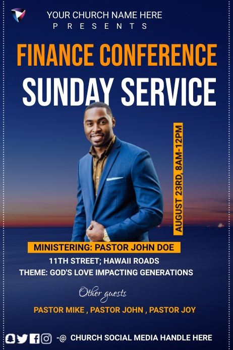 finance conference sunday service Template | PosterMyWall