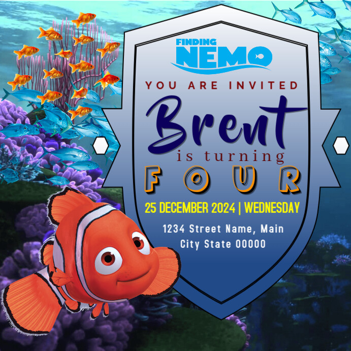 Finding Nemo Birthday Instagram Post Template | PosterMyWall