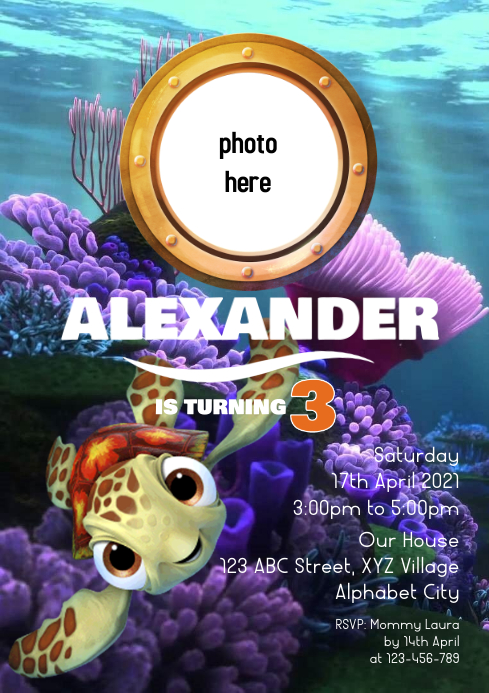 Finding Nemo Birthday Invitation Template | PosterMyWall