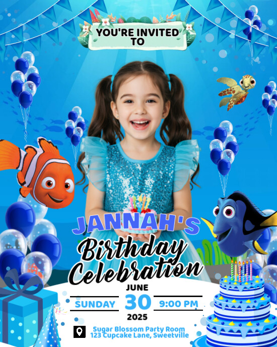 Nemo Birthday Invitation Template
