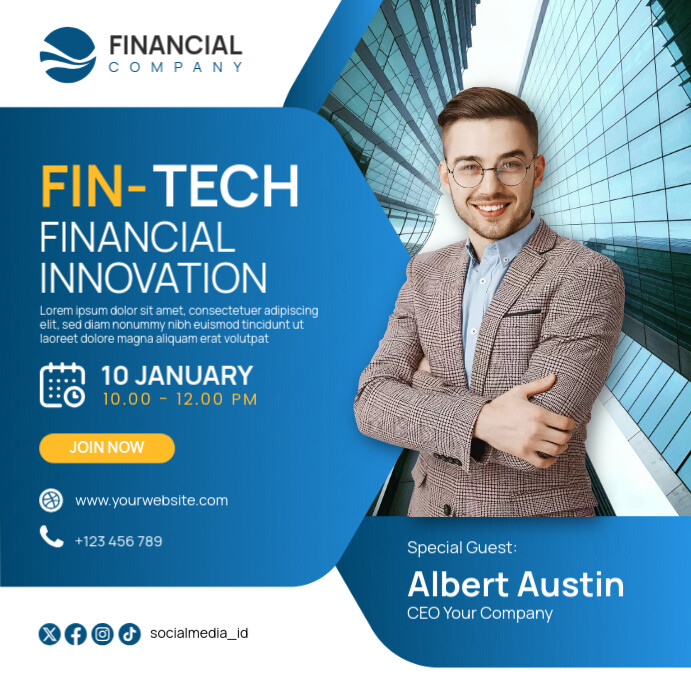 Plantilla de Fintech Business Webinar Event Poster Flyer | PosterMyWall